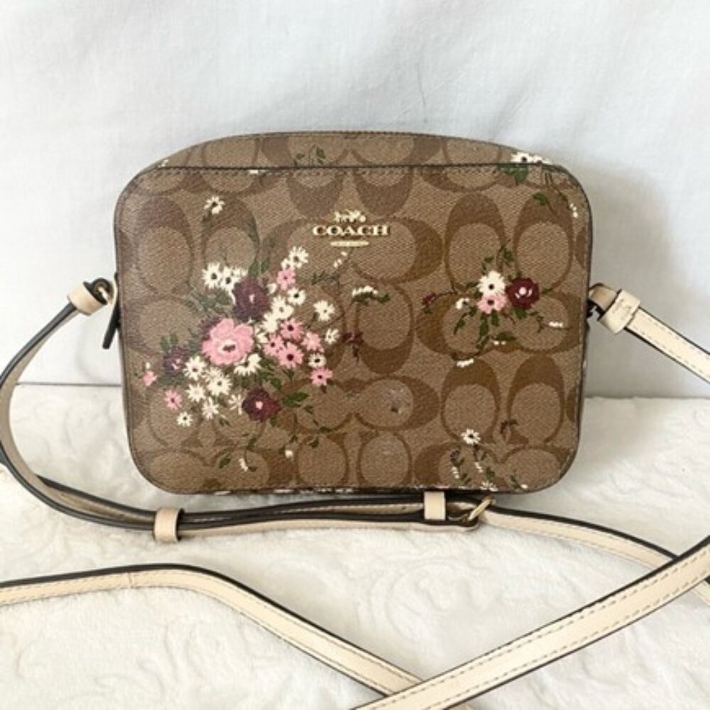 Coach Signature Floral Mini Camera Bag Crossbody Euc - Gem